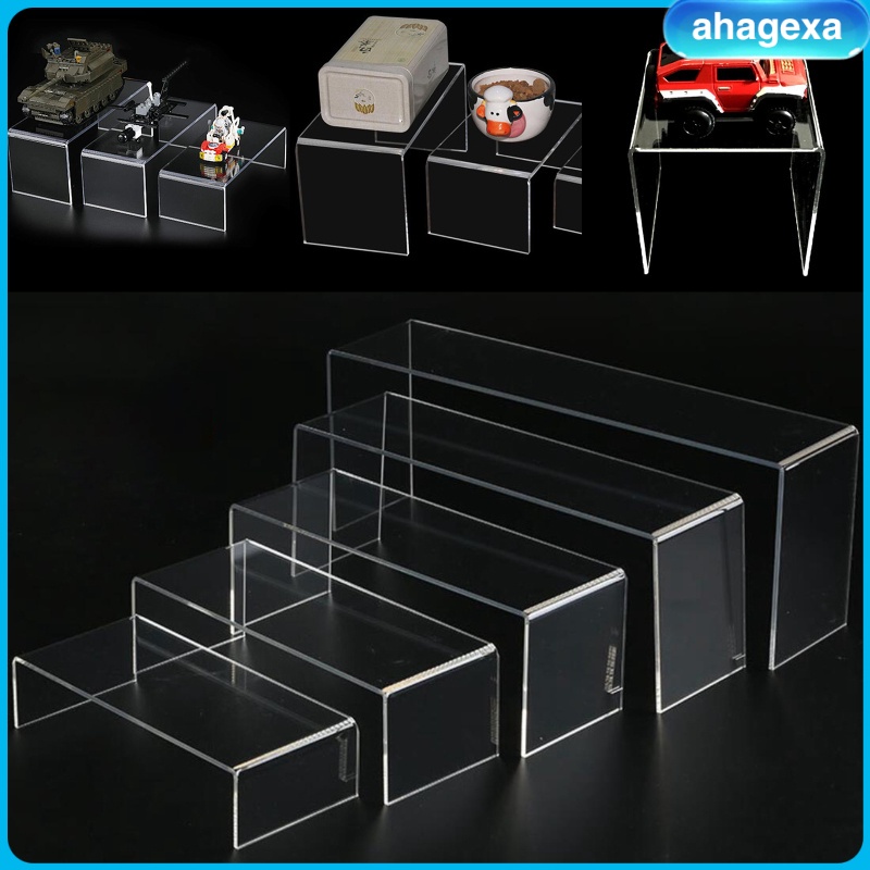 [Ahagexa] Nesting Acrylic Display Transparent Stand 5 Pieces Rectangle Counter Jewelry ...