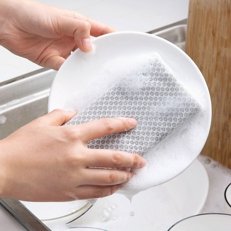 5 Pcs/Set Anti-grease Wiping Rags Scouring Pad/ Double-sided Cleaning ...