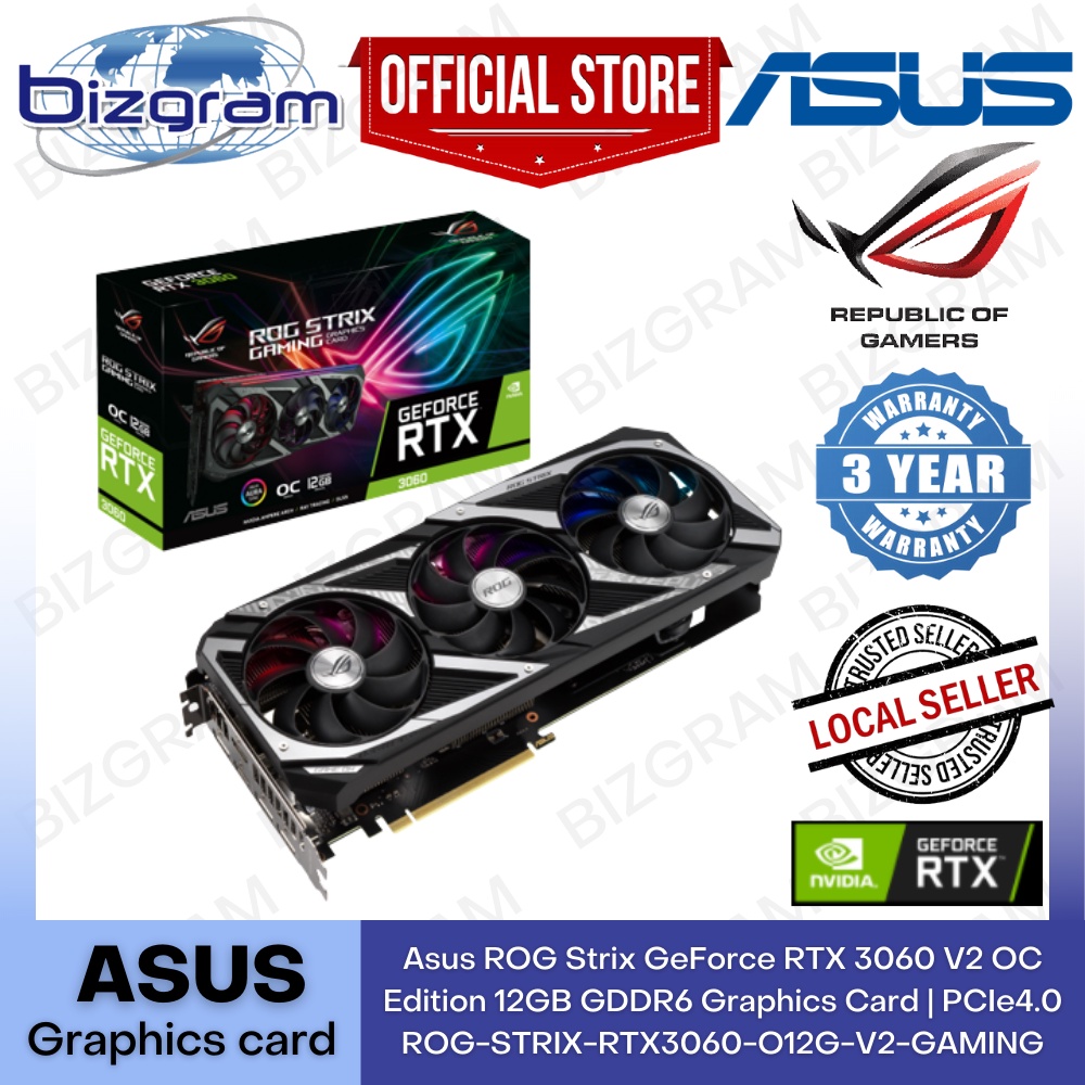 Asus ROG Strix GeForce RTX 3060 V2 OC Edition 12GB GDDR6 Gaming ...