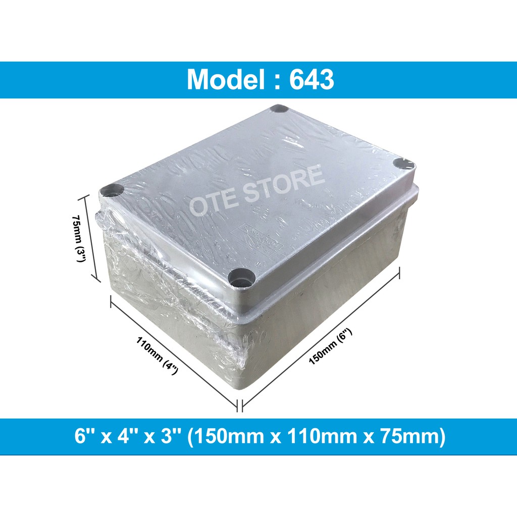 643 IP65 WEATHER PROOF PVC ENCLOSURE JUNCTION BOX (6 X 4 X 3 INCH) (150 ...