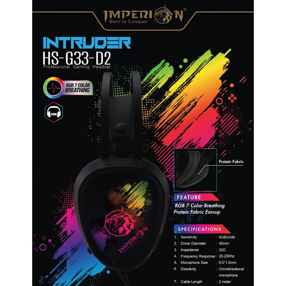 Imperion INTRUDER Gaming Headset HS-G33-D1/D2 (RGB 7 Color Breathing ...