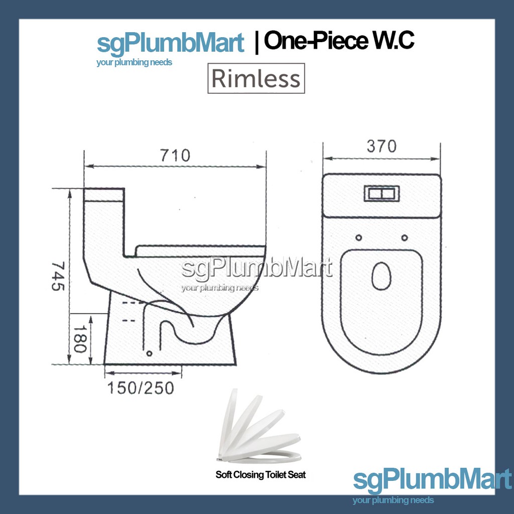 Cosmos Rimless x sgPlumbMart 1-Piece Toilet Bowl 3885 One Piece WC ...