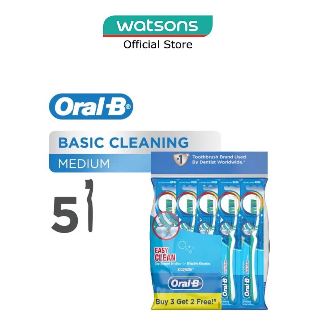 ORAL B Complete Easy Clean (Medium) Manual Toothbrush 5 Count - PolyBag ...