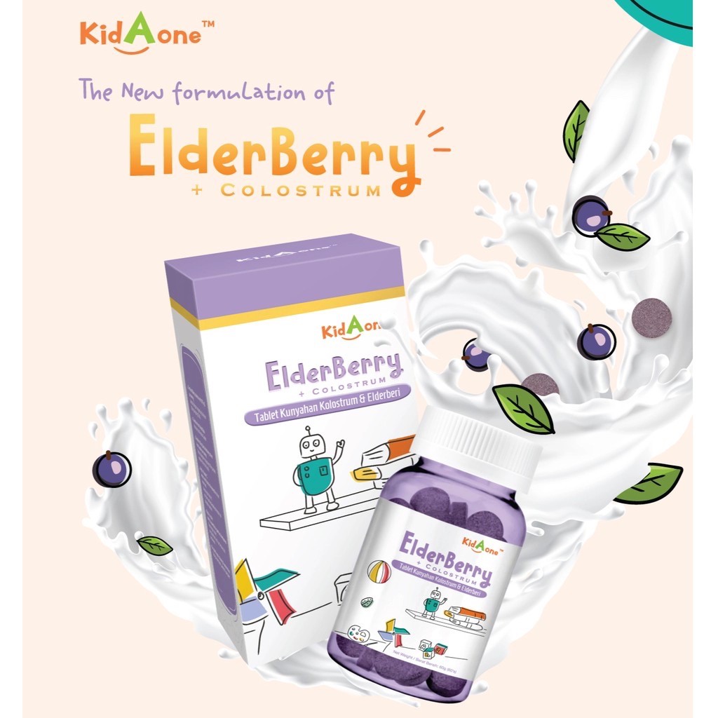 SG SELLER ️Wellous KidAone Elderberry + Colostrum 30 Tablets 接骨木莓牛初乳咀嚼片 ...