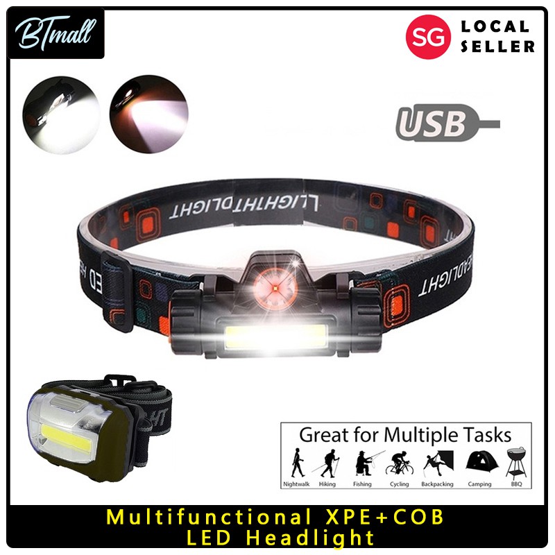 Multifunctional XPE+COB LED Headlight, USB Rechargeable Headlamp, Water ...