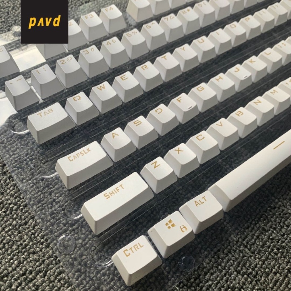 [SG Stock] 104 Keys Keycap Minimalist White Gold Cherry Profile ABS ...