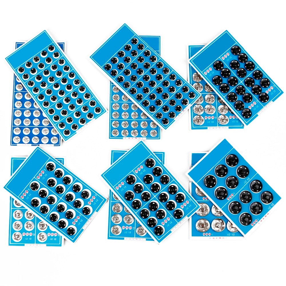 8/10/12/14/16/18/20mm Snap Buttons Black Silver Metal Fasteners Press ...