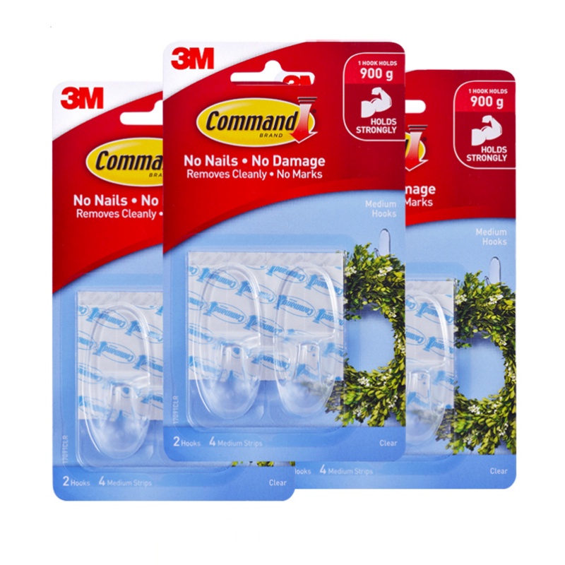 Medium 3M Command Traceless Transparent Designer Hook Strong Adhesive ...
