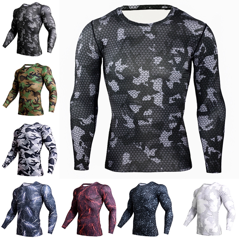 [Ready stock] Compression Shirt Men Camouflage Long Sleeve Tight Tee ...