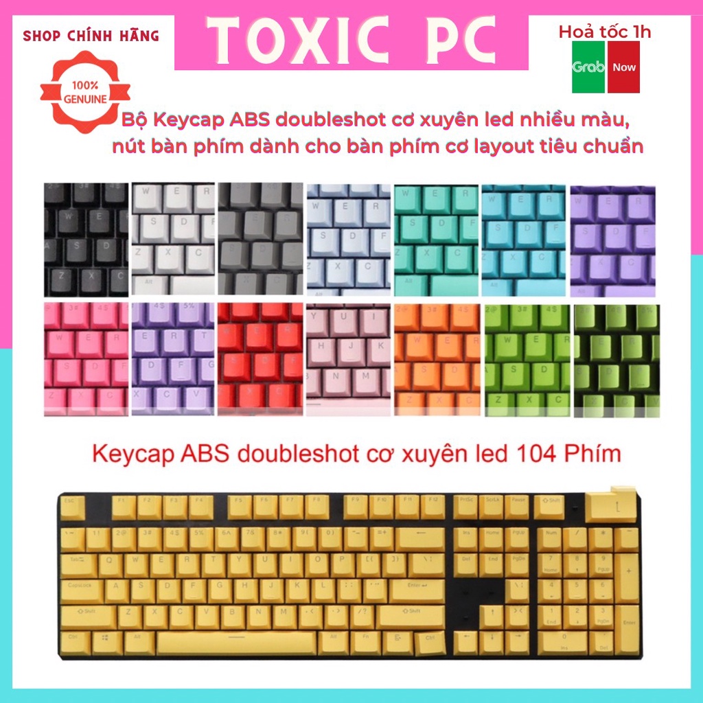 Set of 108 ABS doubleshot mechanical keycaps with multi-colored LEDs ...
