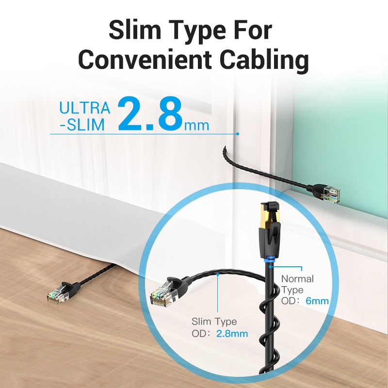 Vention Cat6A Ethernet Cable Ultra Slim Lan Cable UTP High Speed 10 ...