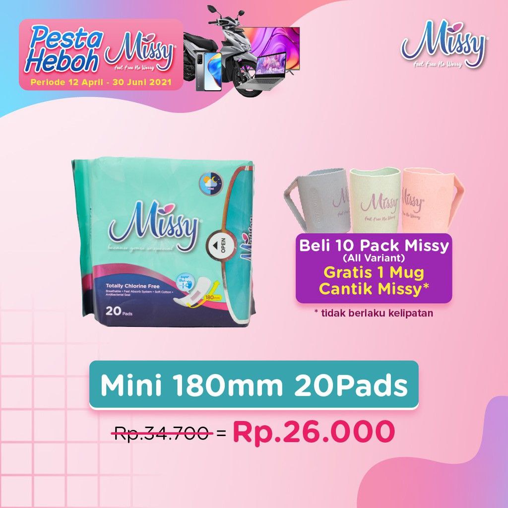 Missy Mini Sanitary Pads (Non Wings 180 mm 20 Pads) | Shopee Singapore