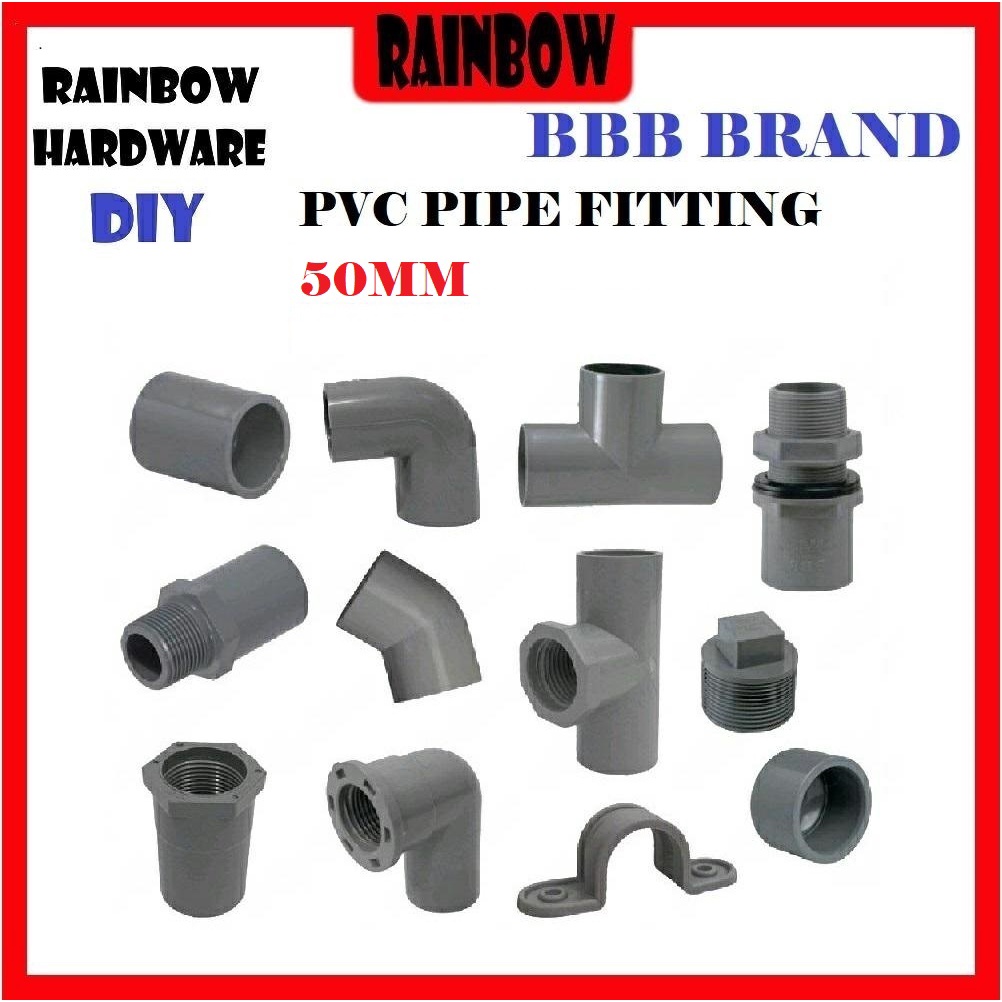 50MM PVC PIPE FITTING ELBOW,SOCKET,TEE,END CAP,PLUG,TANK CONNECTOR ...