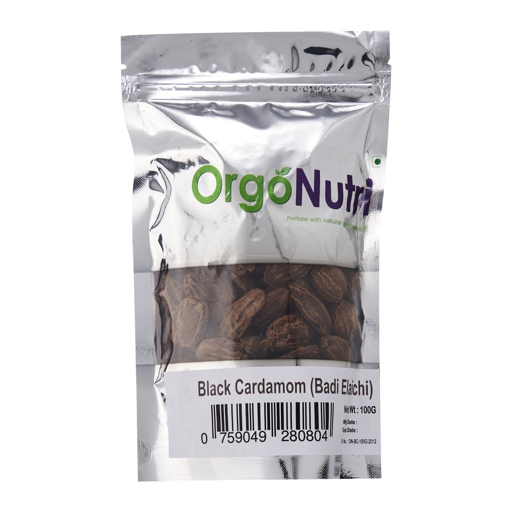 OrgoNutri Black Cardamom, Badi Elaichi, Kali Moti Elaichi, Whole, 100gm ...