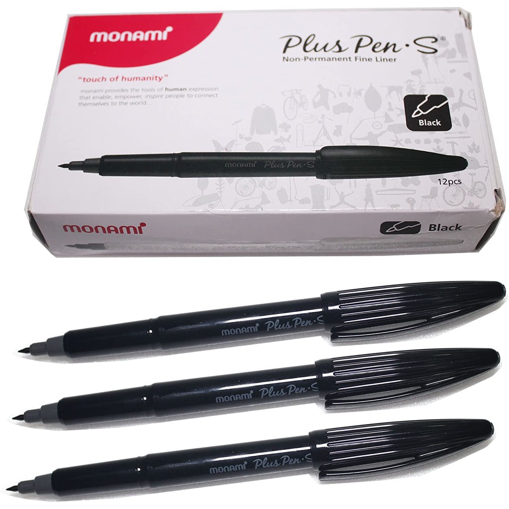 [KOREA] Monami Plus Pen S Water-based Felt Tip, Fine Liner Pen - Black ...