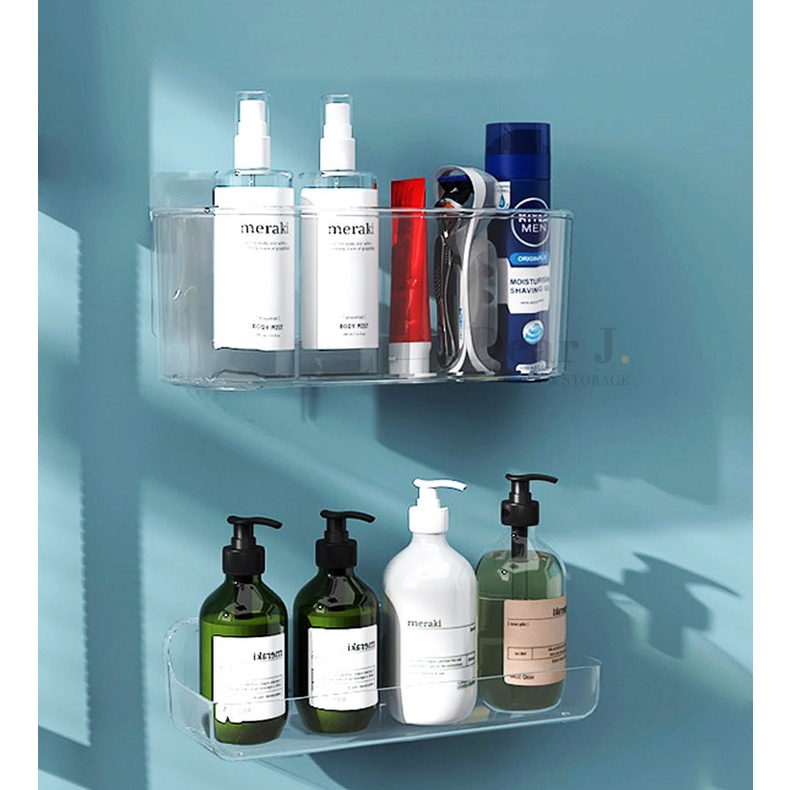 SANDRA Clear Wall Holder / Bathroom Storage [Dear J] | Shopee Singapore