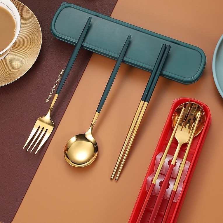 1 Set Korean Cutlery Spoon / Fork / Chopsticks (GOLD) | Shopee Singapore