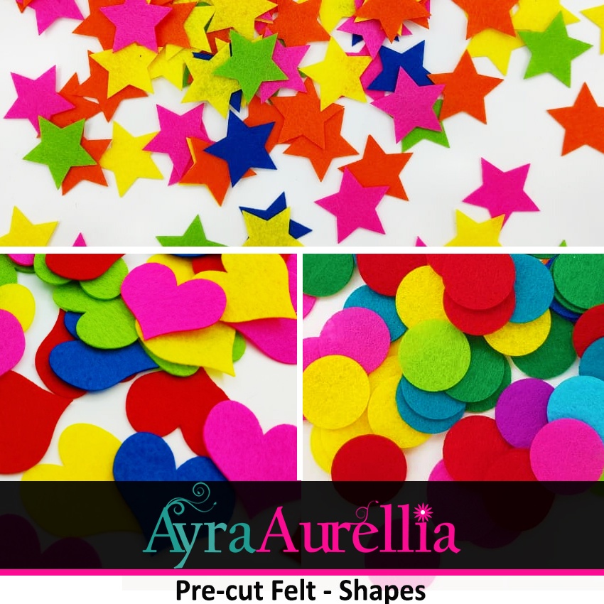 Pre-Cut Felt, Simple Shapes Theme, Heart Round Star Polyester Felt ...