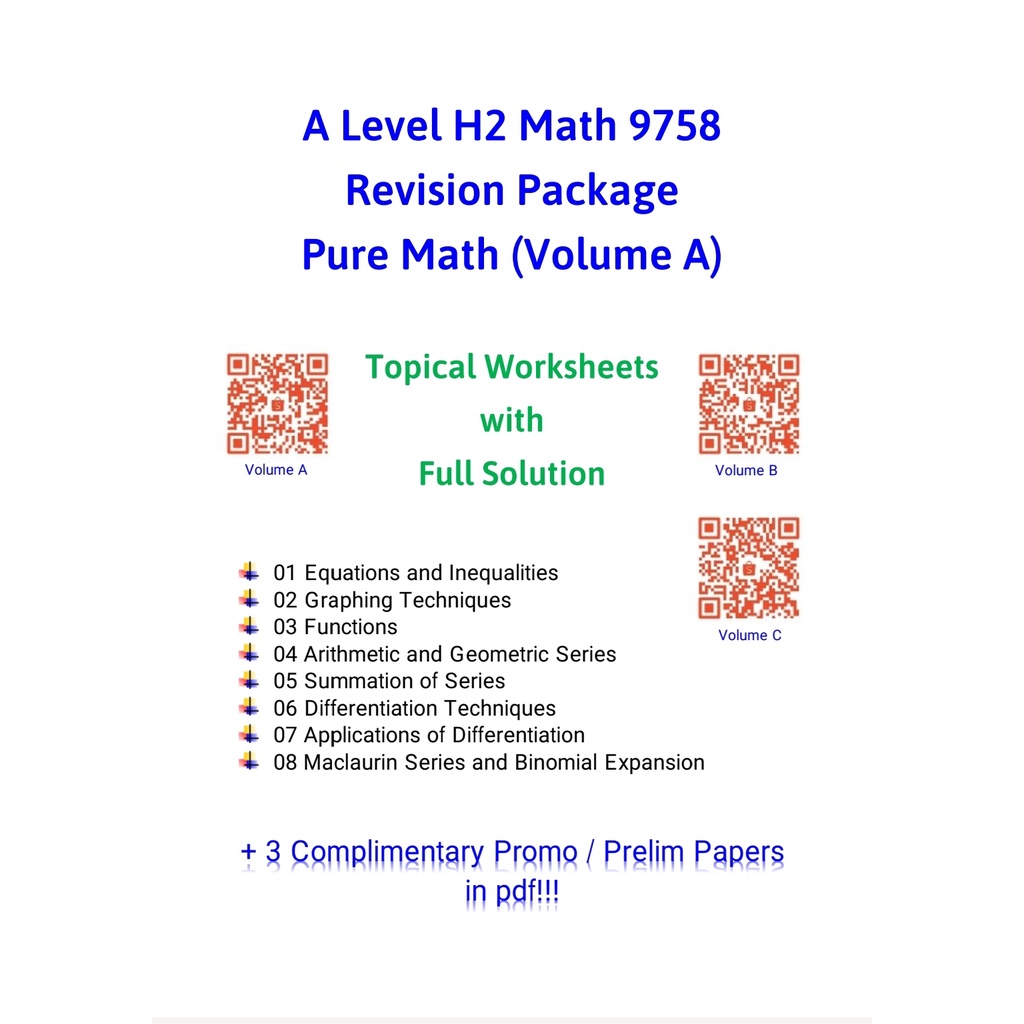H2 Math A Level Revision Package Pure Math (Volume A) | Shopee Singapore