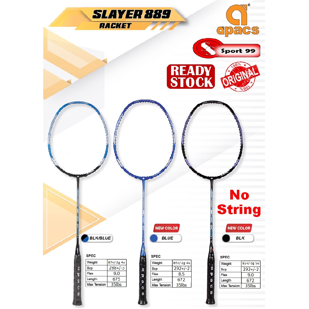 Apacs Slayer 889 1pcs (no string) Badminton racket (3 Colours to choice ...