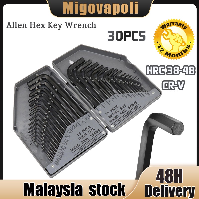 30pcs Universal Allen Key Inch and Metric wrench L shape inner Hex ...