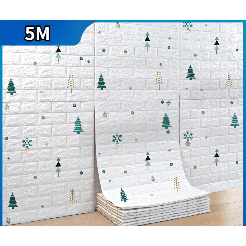 A roll of 5m long and 70cm wide brick 3D wallpaper self-adhesive XPE ...
