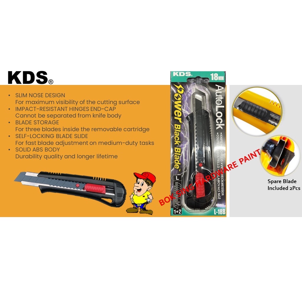 KDS L-18B AUTO LOCK PEN KNIFE 18MM Made in Japan | Shopee Singapore