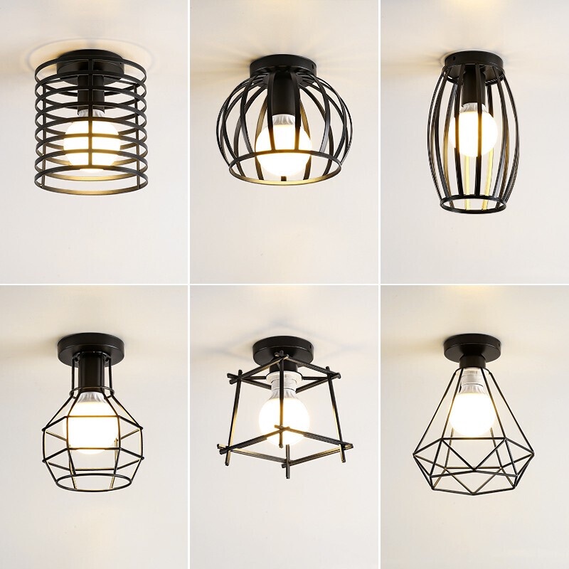 Retro Ceiling Light Loft for Bedroom E27 Indoor Vintage Iron Ceiling ...