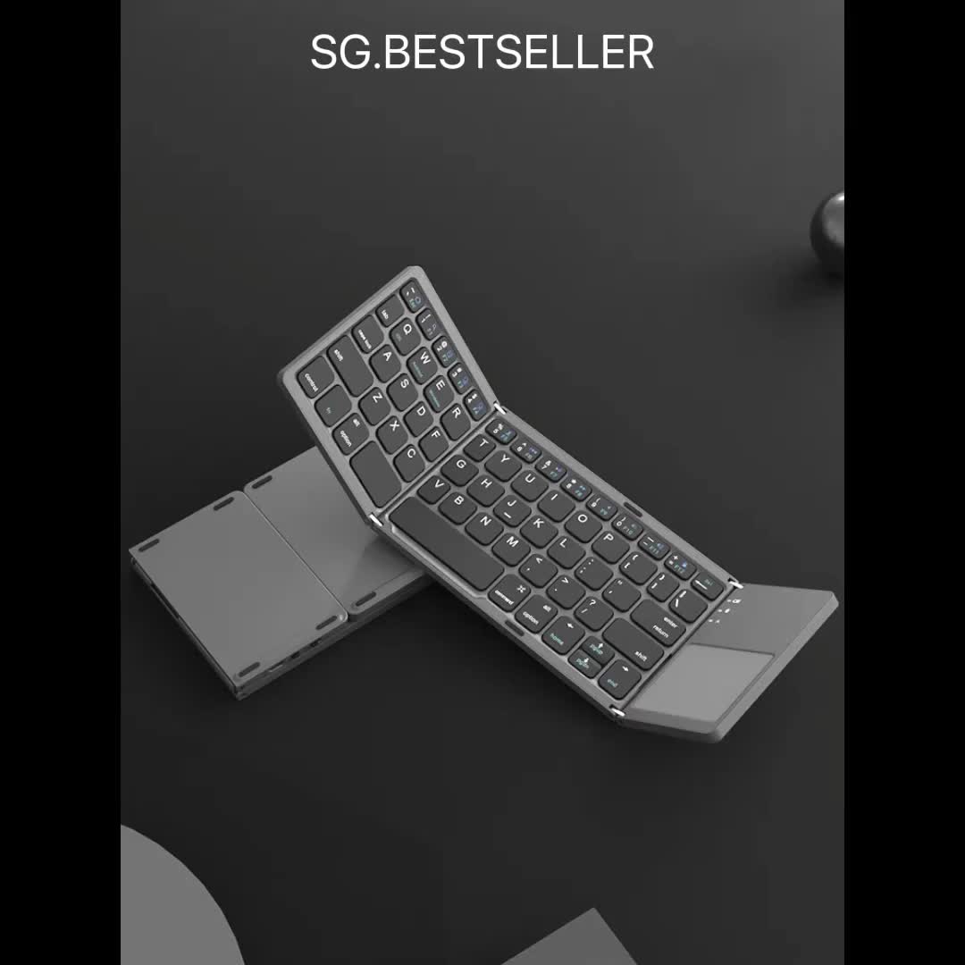 Sg Stock B033 Mini Folding Keyboard Bluetooth Foldable Wireless Keypad Touchpad Windows
