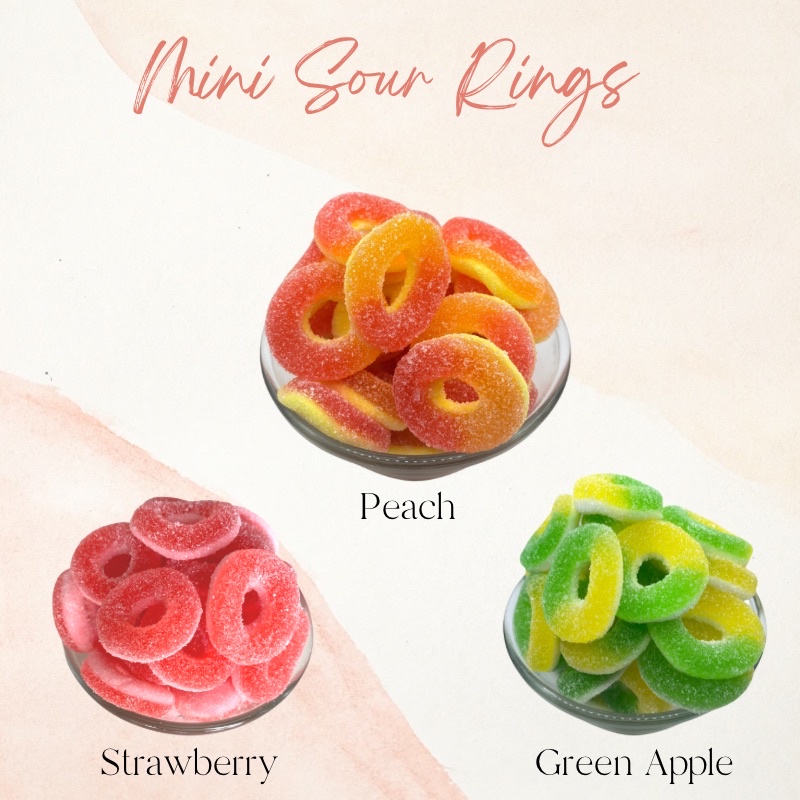 Candy Cottage Mini Rings - Peach Ring Green Apple Ring Strawberry Ring ...