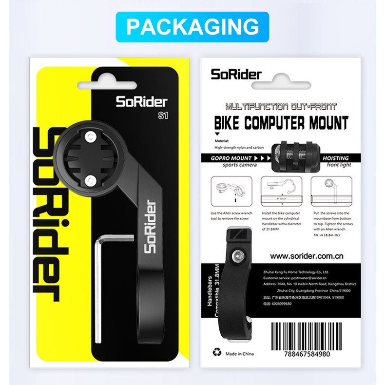 Sorider S1 Bike Computer Mounting MTB Road light GPS Holder for xoss g IGPSPORT Camera gopro ...