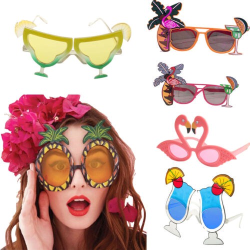 1pcs Hawaii Tropical Party Sunglasses Flamingo Hawaiian Luau Pool Beach ...