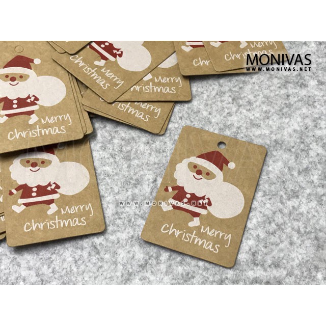Santa Claus Christmas Gift Tags Kraft Rectangle Printed Mini Cards ...