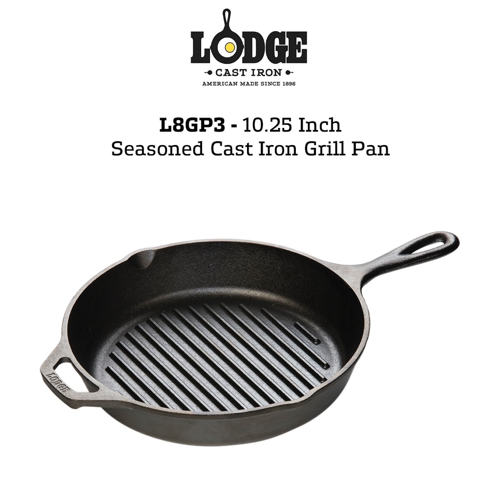 L8GP3 - Lodge Classic Seasoned Cast Iron Grill Pan (10.25"/26.04cm ...