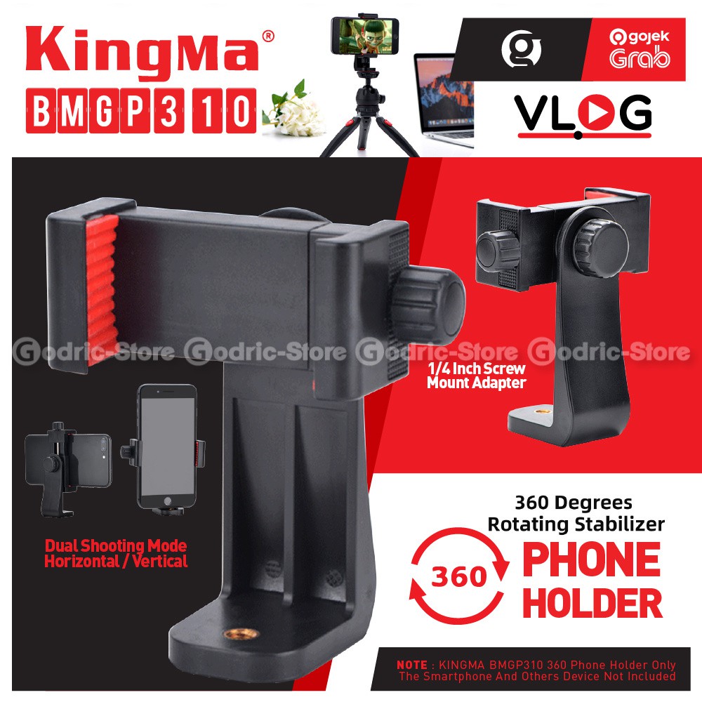 Kingma BMGP310 Holder U Mount Smartphone Vertical 360 Portrait Bracket ...