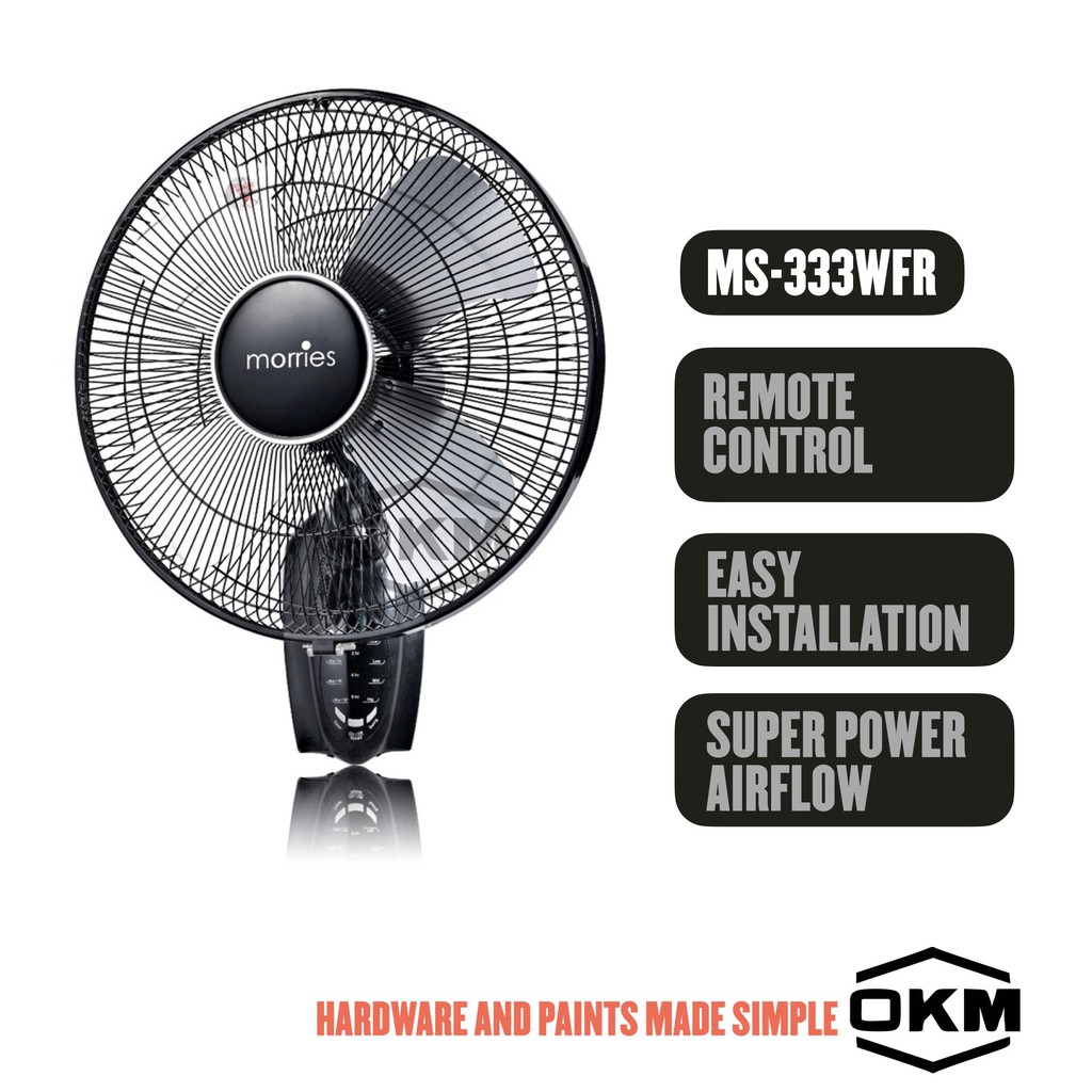 MORRIES 16" WALL FAN W/REMOTE CONTROL (AL ALLOY BLADE) MS 333WFR ...