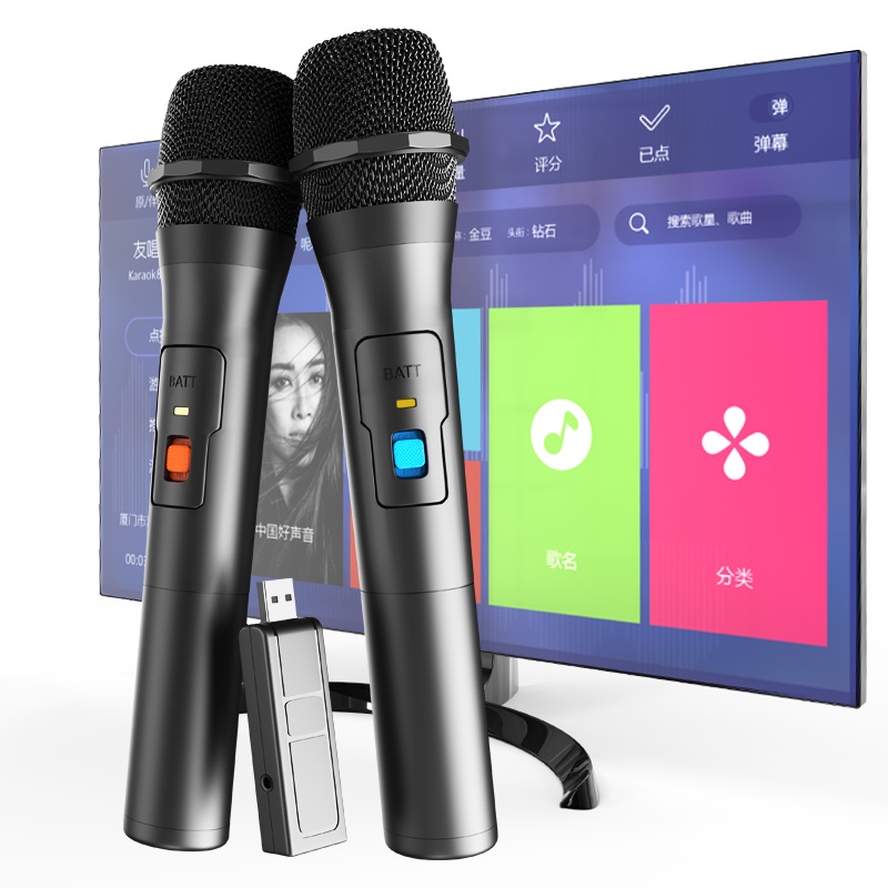 VHF Wireless Microphone System Kits USB Receiver Handheld Karaoke ...