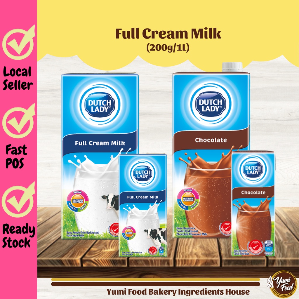1L Dutch Lady Full Cream Milk/ UHT Milk Full Cream | Shopee Singapore