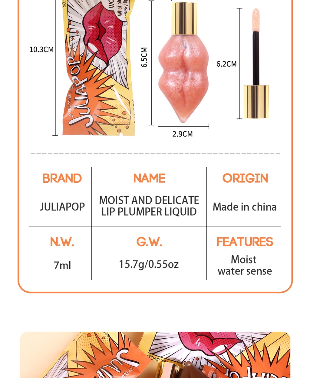 6 Colors Lip Plumper Lip Gloss Fuller Hydrated Lips Ginger Mint Enhancer Moisturizing Hydrated ...