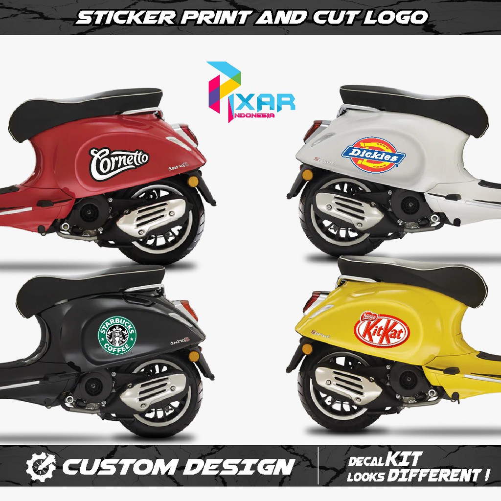 Sticker PRINT AND CUT STICKER LOGO CORNETTO DICKIES KITKAT VESPA HONDA ...