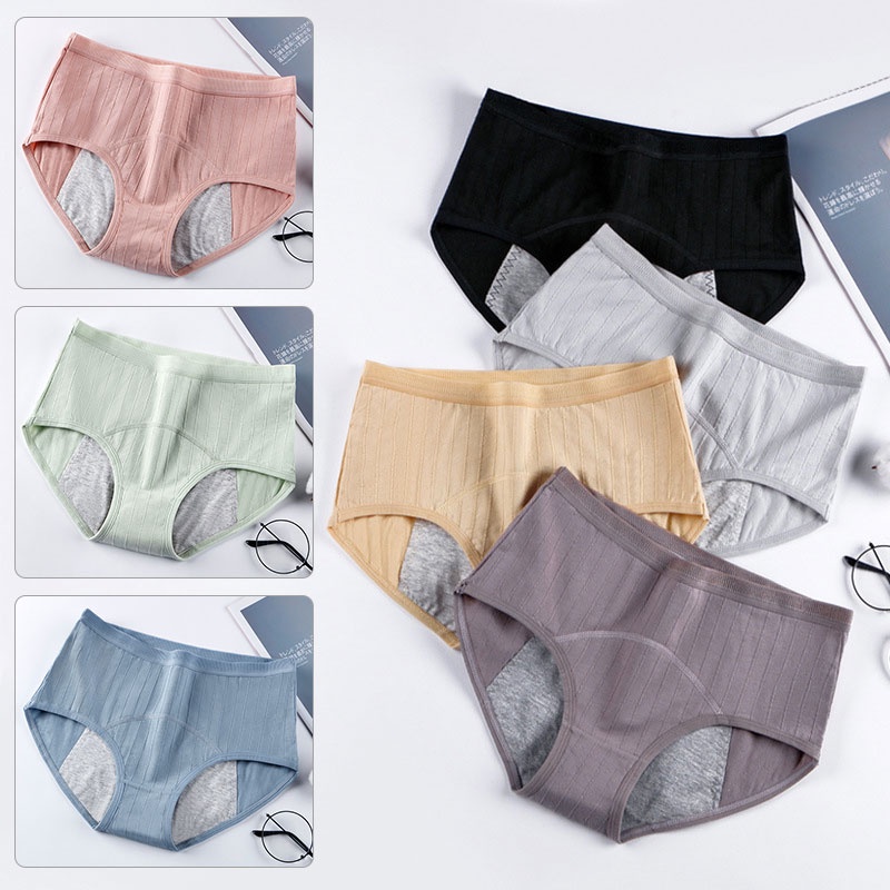 Menstrual Panties Women Physiological Pants Soft Cotton Waterproof Plus Size Underwear Mid Waist