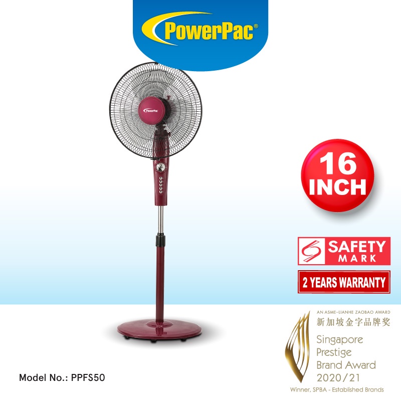 PowerPac 16" Stand Fan – Strong Airflow, Adj Tilt & Height, Oscillation ...