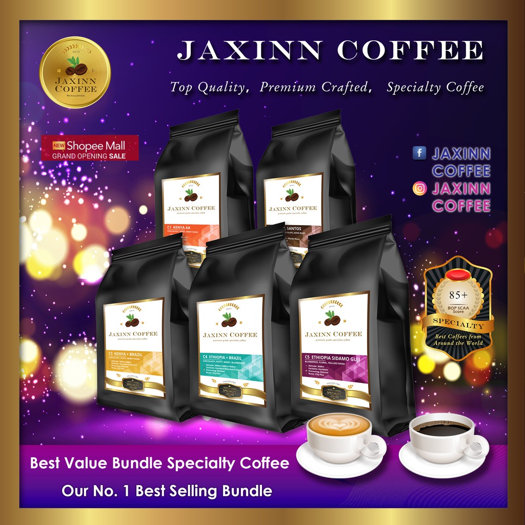 Jaxinn Coffee C1 C2 C3 C4 C5 Specialty Coffee Beans Promo Bundle of 5 X ...