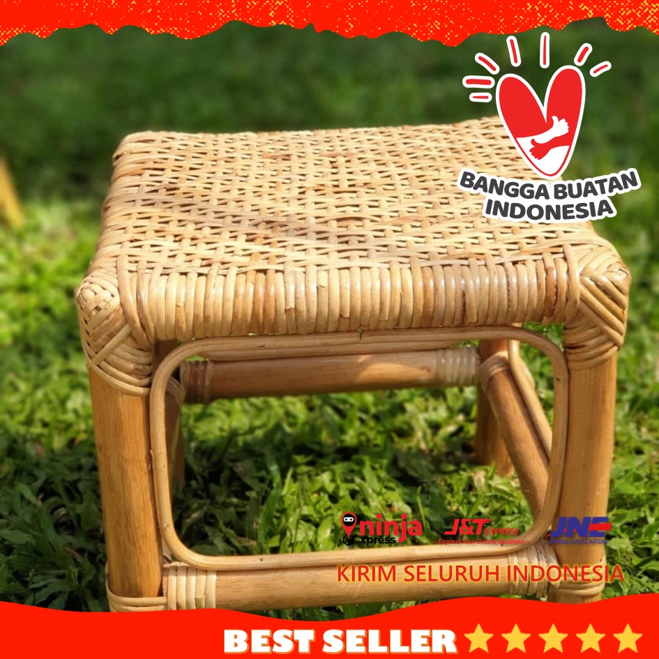 Square Natural Rattan Sitting Bench Chair | Shopee Singapore