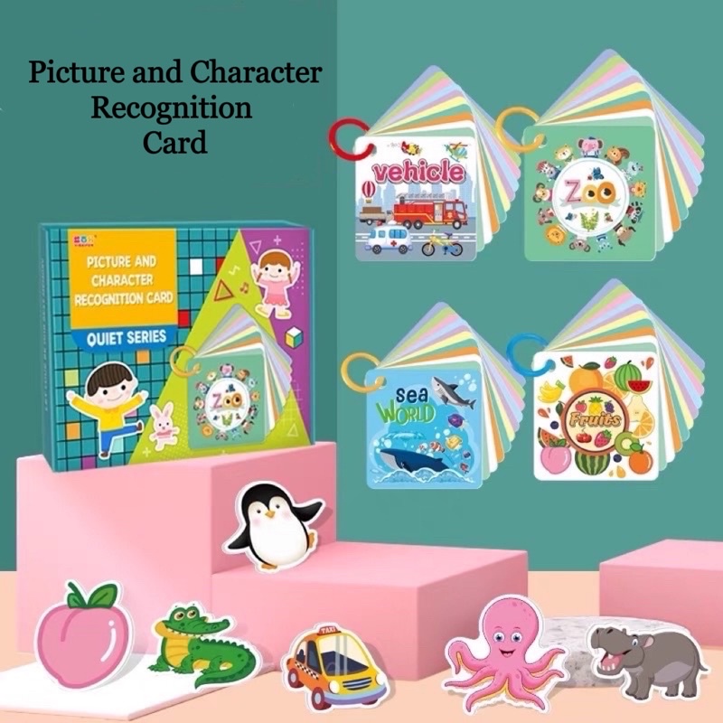 Picture and Character Recognition Card DIY 4in1 Busy Book Quiet Book ...
