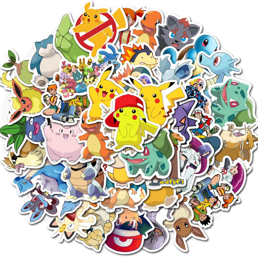 50pcs Japanese classic animation Pokémon Stickers For Skateboard Guitar ...