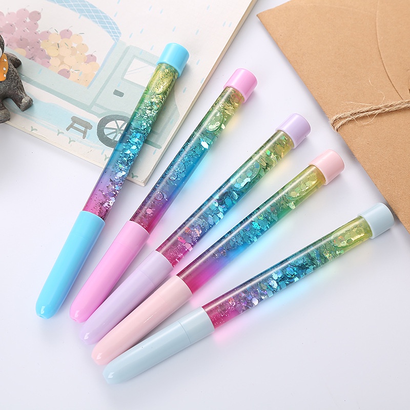 Creative quicksand gel pen girl's heart series cartoon fairy pen cute ...