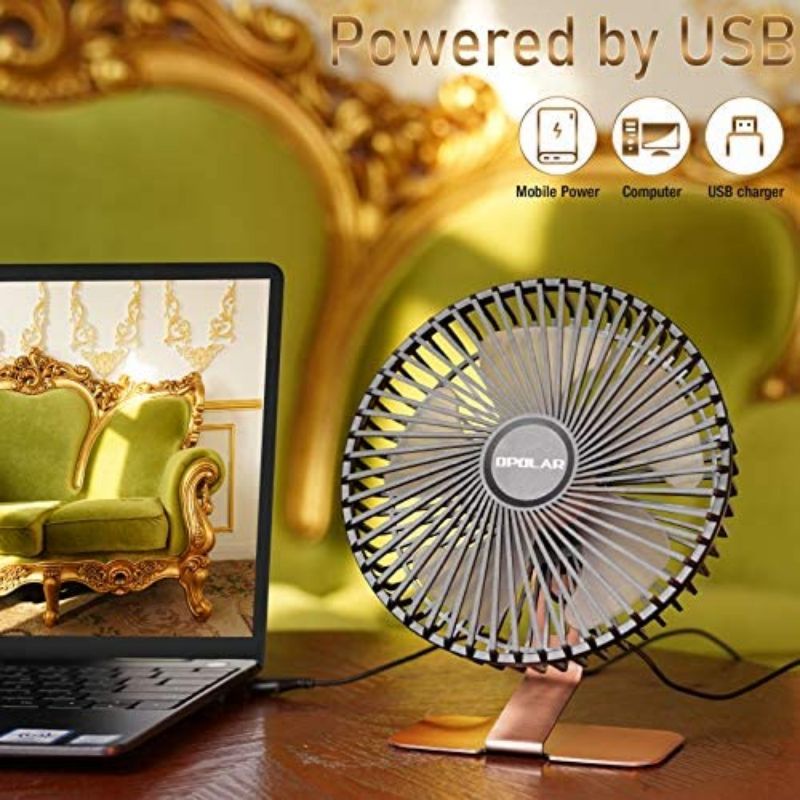 OPOLAR 6'' USB Desk Fan,More Quiet and Powerful, Small Office Desktop ...