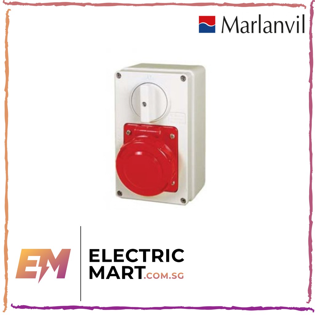 Marlanvil 32A 3P+N+E Interlocked CEE Ind S/S/O (IP55) | Shopee Singapore