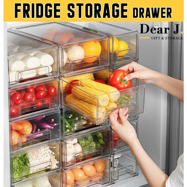 Stackable Fridge Storage Drawer [Dear J] | Shopee Singapore